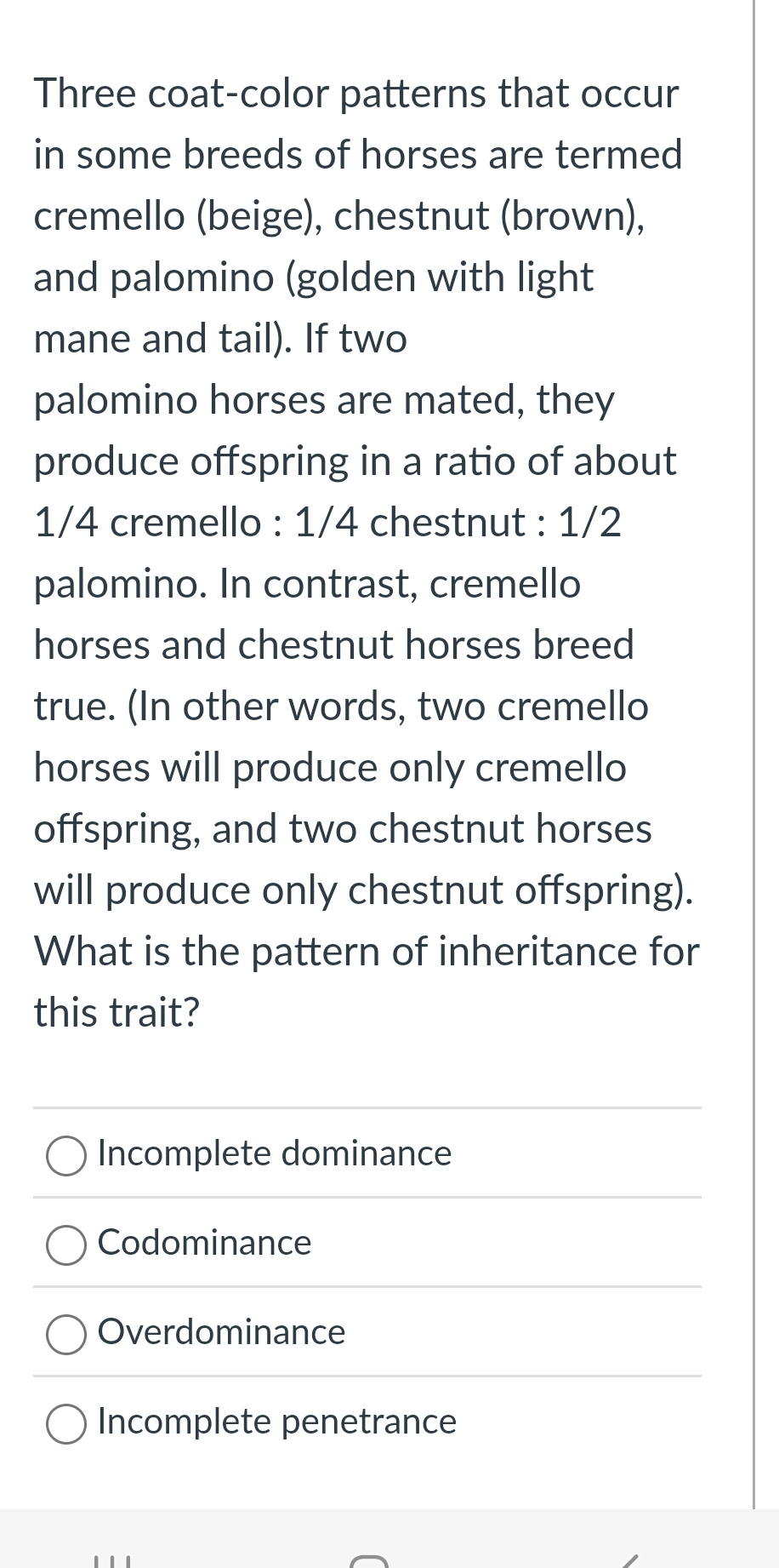 Solved Three coat-color patterns that occur in some breeds | Chegg.com