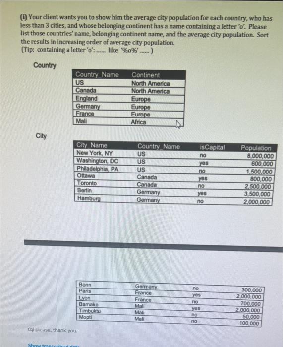 Solved (i) Your client wants you to show him the average | Chegg.com
