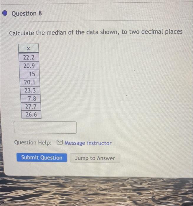 Solved Calculate the median of the data shown, to two | Chegg.com