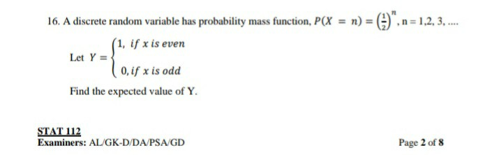 Solved 18. The discrete random variable X has cumulative | Chegg.com