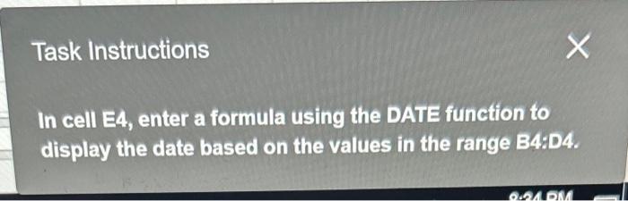 Task Instructions In cell E4, enter a formula using | Chegg.com