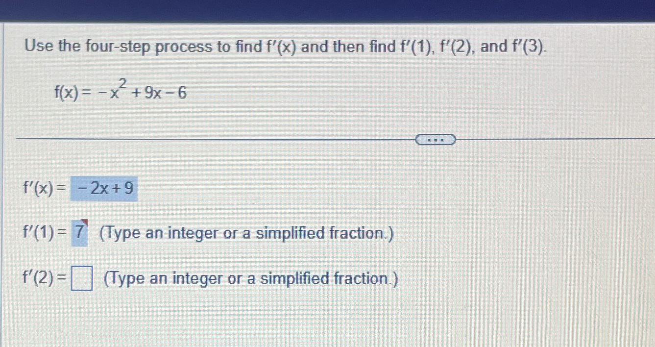 Solved Use the four-step process to find f'(x) ﻿and then | Chegg.com