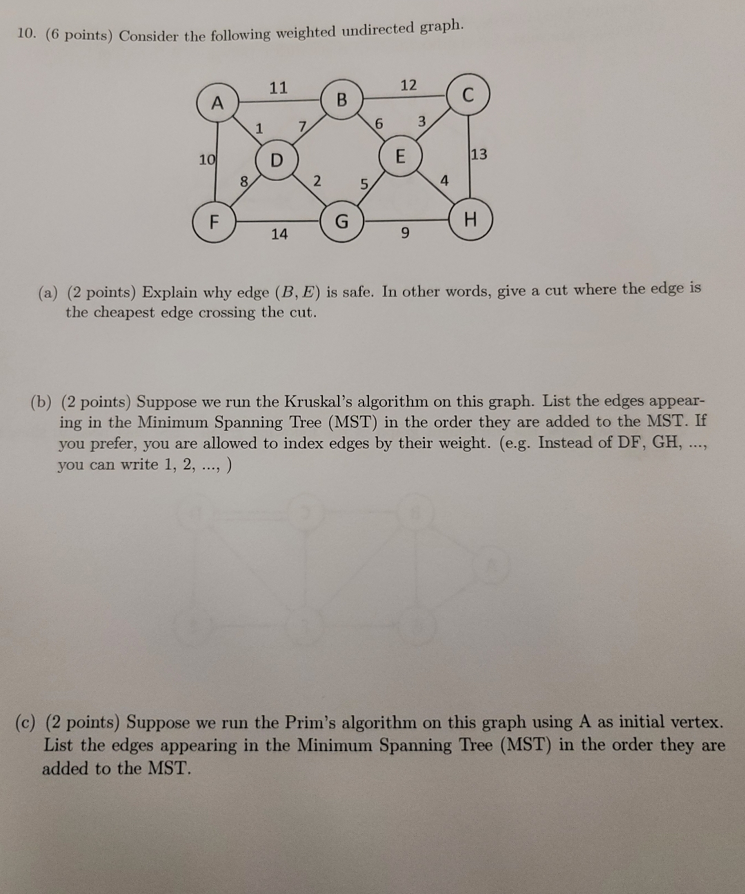 Solved (6 ﻿points) ﻿Consider the following weighted | Chegg.com
