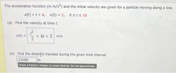 Solved The acceleration function (in m/s2 ) and the initial | Chegg.com