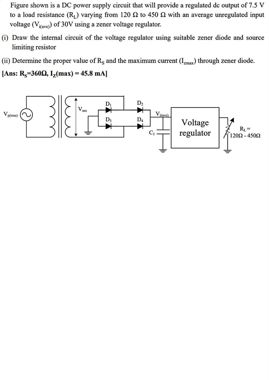 Solved helpFigure shown is a DC power supply circuit that | Chegg.com