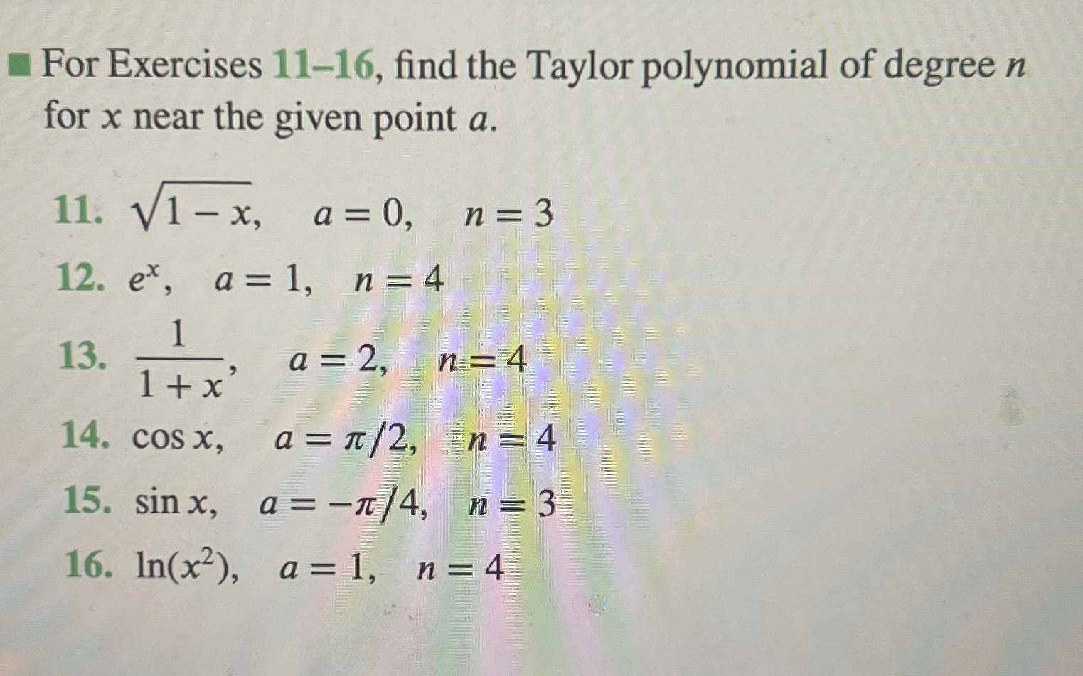 Solved For Exercises 11-16, ﻿find the Taylor polynomial of | Chegg.com