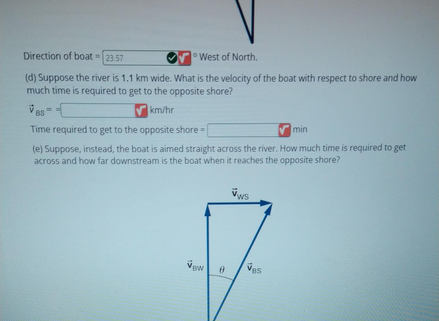 Solved A boat can be rowed at vBW=8.5 km/h in still water. | Chegg.com