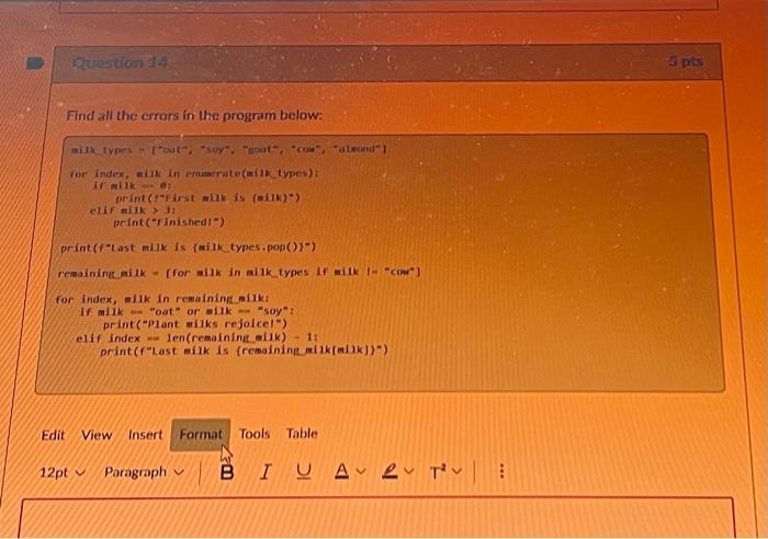 Solved Find all the errors in the program below: ior index, | Chegg.com