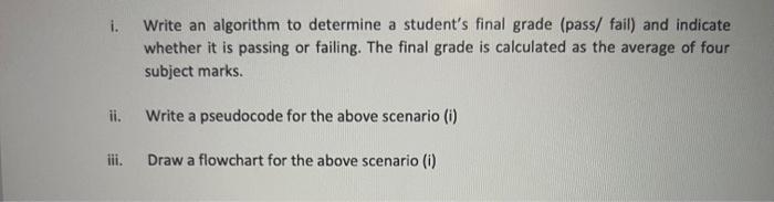 Solved i. ii. iii. Write an algorithm to determine a | Chegg.com
