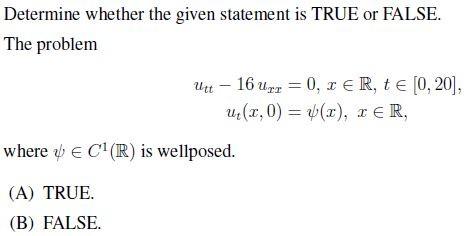 Solved Determine whether the given statement is TRUE or | Chegg.com
