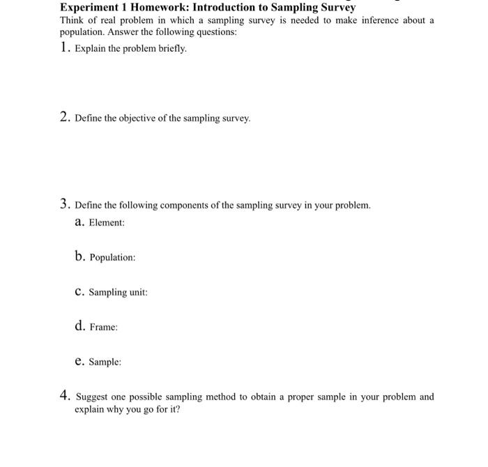 Solved Experiment 1 Homework: Introduction to Sampling | Chegg.com