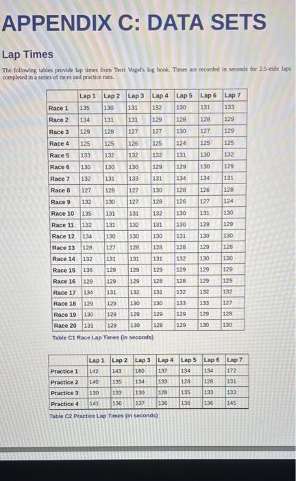 Solved Use the data sets found in Appendix C to answer this | Chegg.com