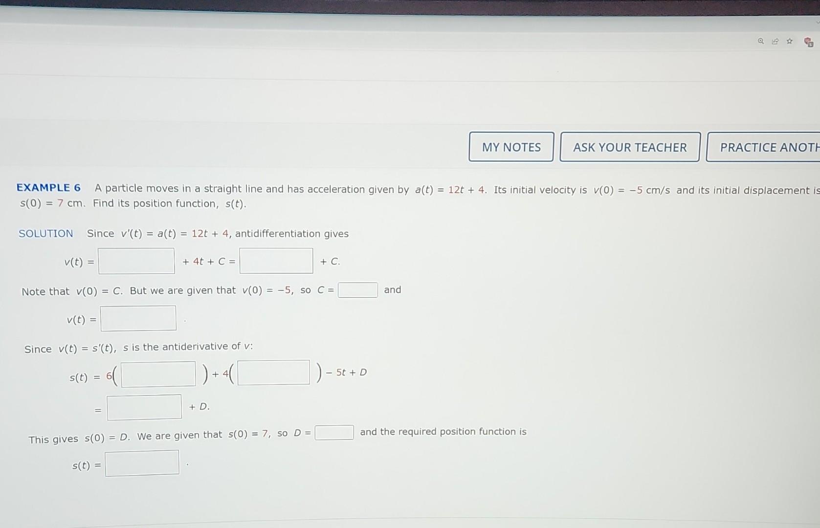 Solved EXAMPLE 6 A particle moves in a straight line and has | Chegg.com