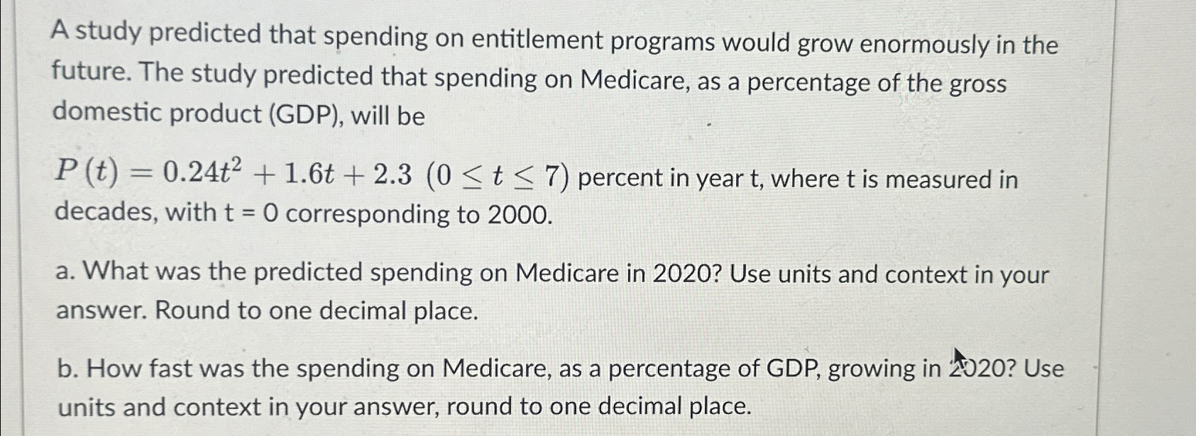 Solved A study predicted that spending on entitlement | Chegg.com