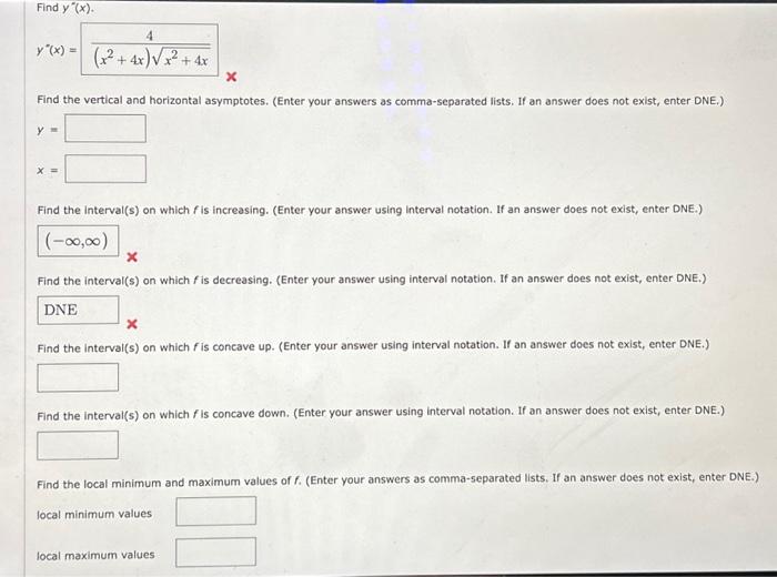 Solved Consider the following curve. f(x)=x2+4x−x Determine | Chegg.com