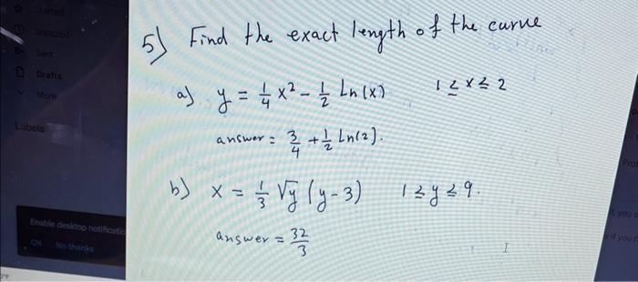 Solved Find the exact length of the curve a) | Chegg.com