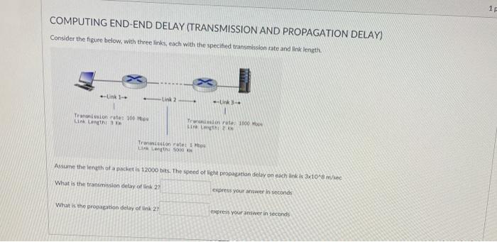 Solved 1 Computing End End Delay Transmission And