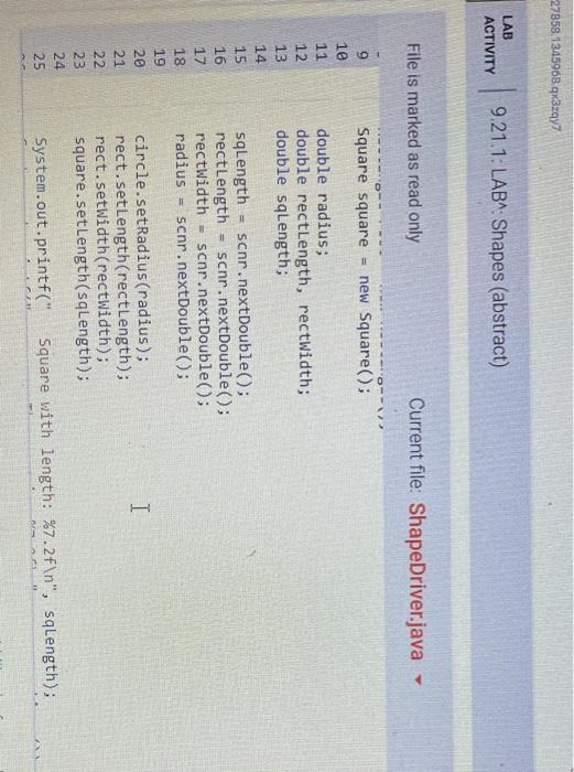 Solved 9.21 LAB“: Shapes (abstract) Write an abstract | Chegg.com