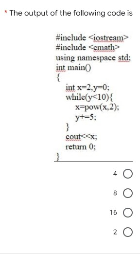 Solved * The output of the following code is #include using | Chegg.com
