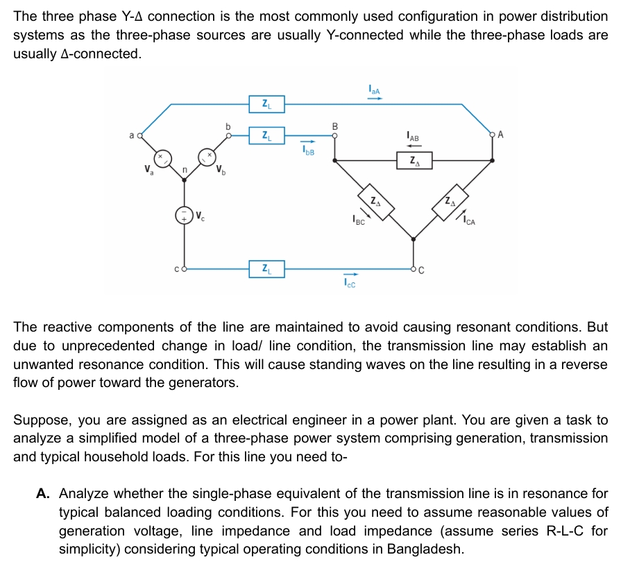 Solved The three phase \( ﻿Y-\Delta \) ﻿connection is the | Chegg.com