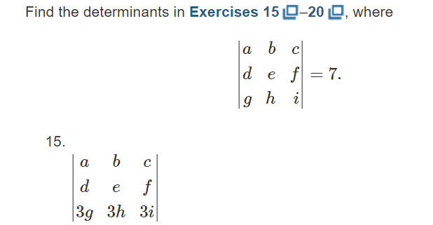 Solved Find the determinants in Exercises 15-20, | Chegg.com