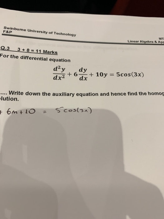 Solved Swinbume University of Technology MT Linear Algebra & | Chegg.com