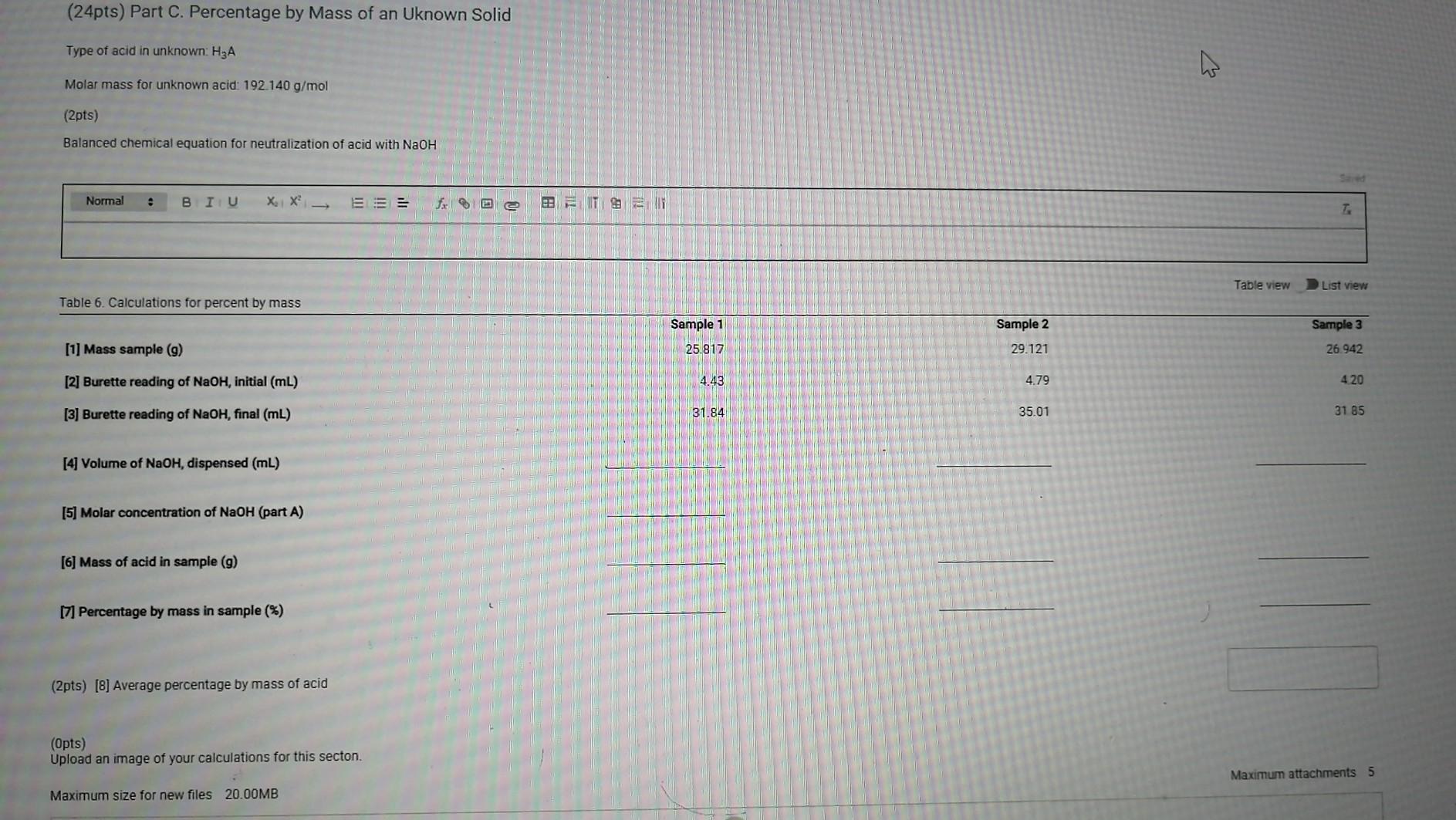Solved (14pts) Part A. Standardization of a Sodium Hydroxide | Chegg.com