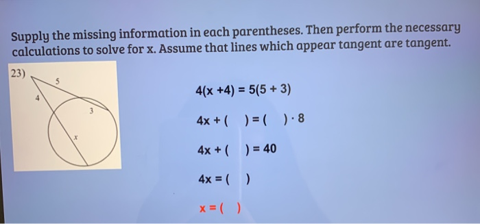 Solved Supply the missing information in each parentheses. | Chegg.com