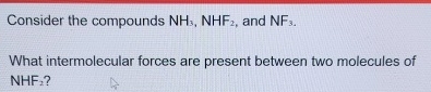 Solved Consider the compounds NH3,NHF2, ﻿and NF3.What | Chegg.com