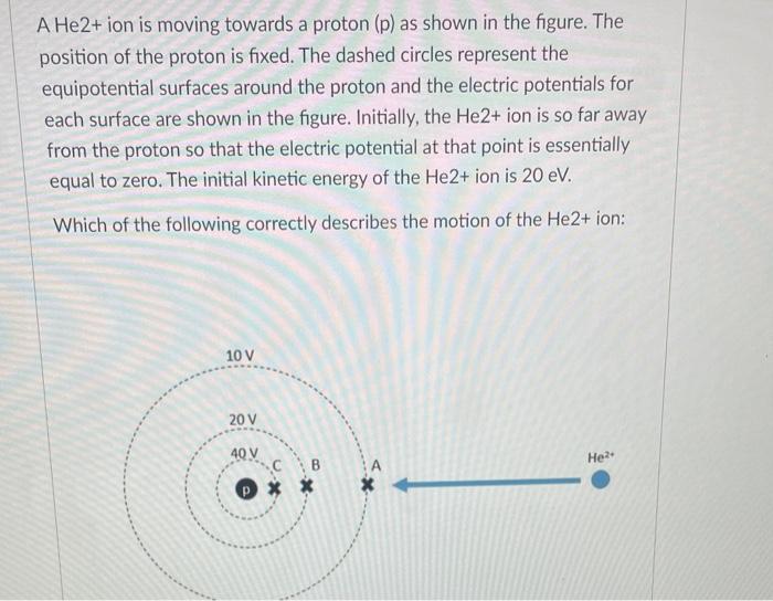 A He2+ ion is moving towards a proton (p) as shown in | Chegg.com