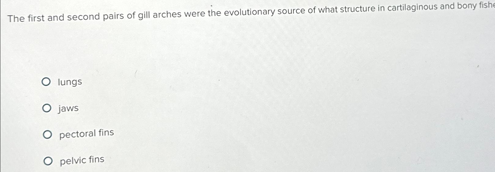 Solved The first and second pairs of gill arches were the | Chegg.com