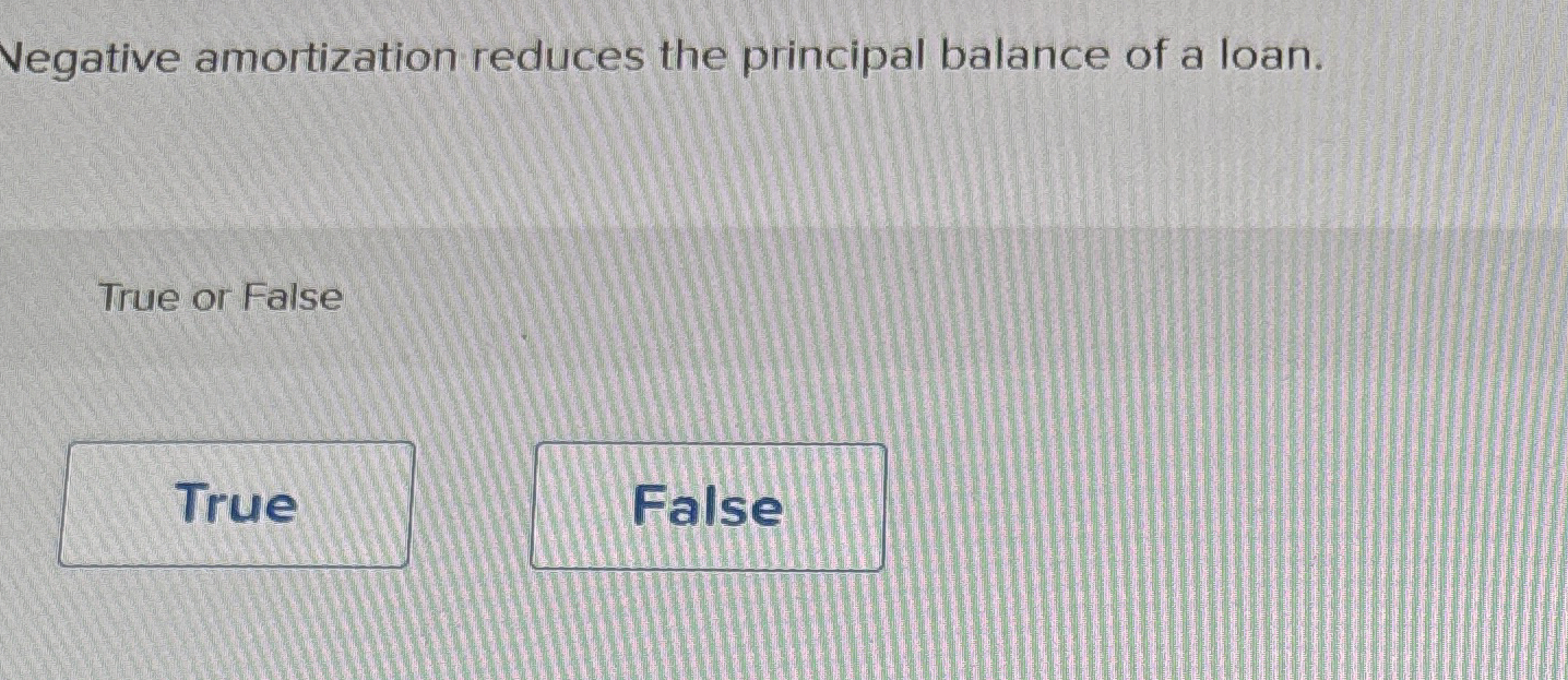 Solved Vegative amortization reduces the principal balance | Chegg.com
