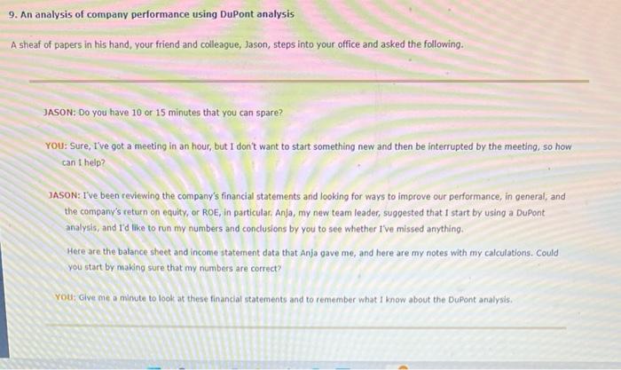 Solved An analysis of company performance using DuPont | Chegg.com