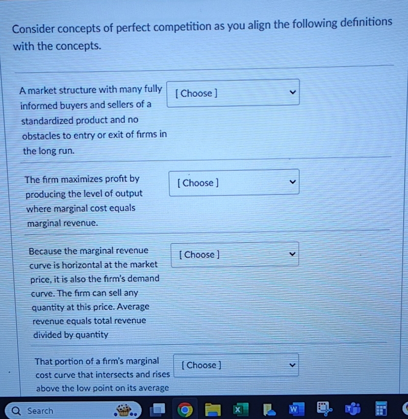 Solved Consider concepts of perfect competition as you align | Chegg.com