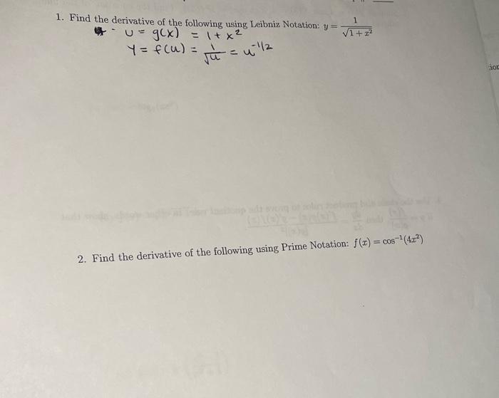 Solved 1. Find the derivative of the following using Leibniz | Chegg.com