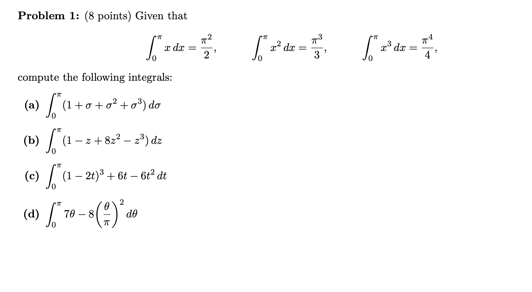 Solved Problem 1: (8 ﻿points) ﻿Given | Chegg.com