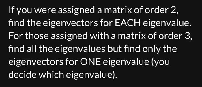 Solved I. EIGENVALUES AND EIGENVECTORS For each given | Chegg.com