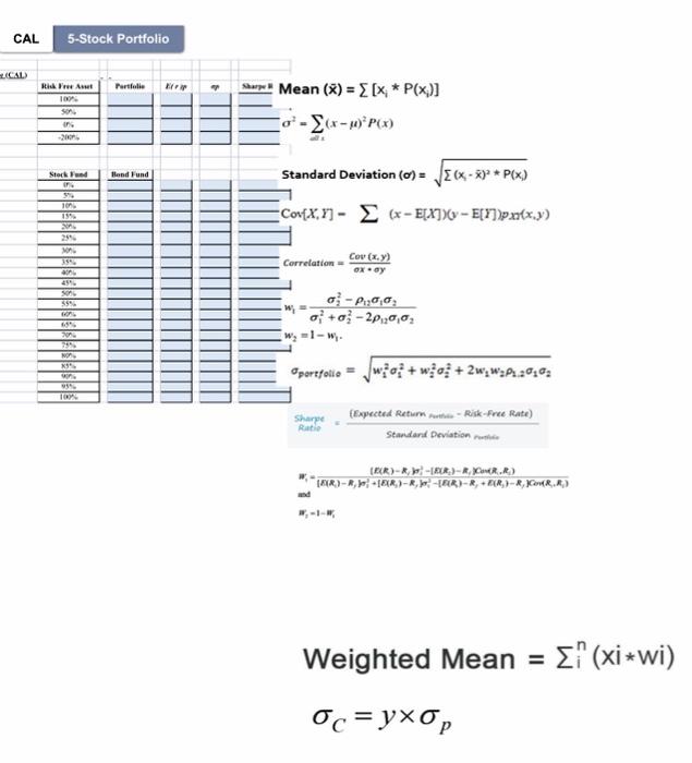 CAL and Efficient FrontierCAL 5-Stock Portfolio | Chegg.com
