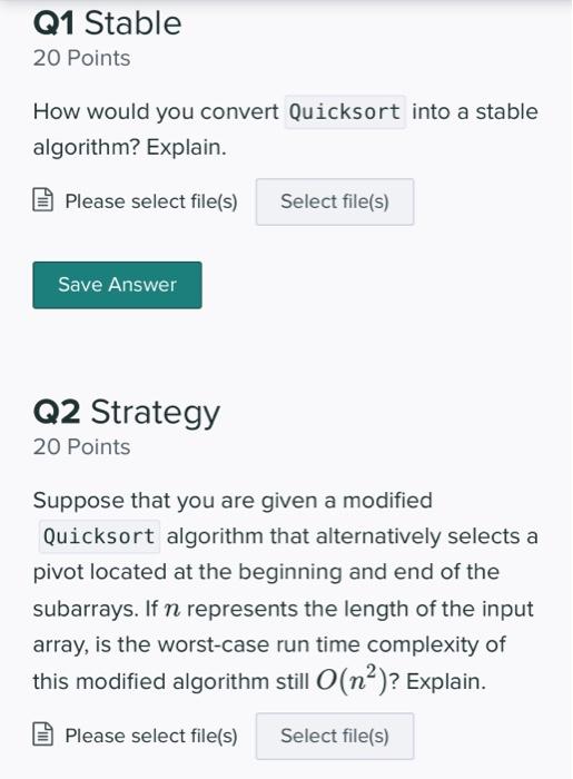 Solved public static void quicksort(int[] a, int first, int | Chegg.com