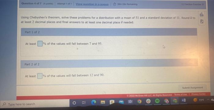Solved Using Chebyshev's theorem, solve these problems for a | Chegg.com