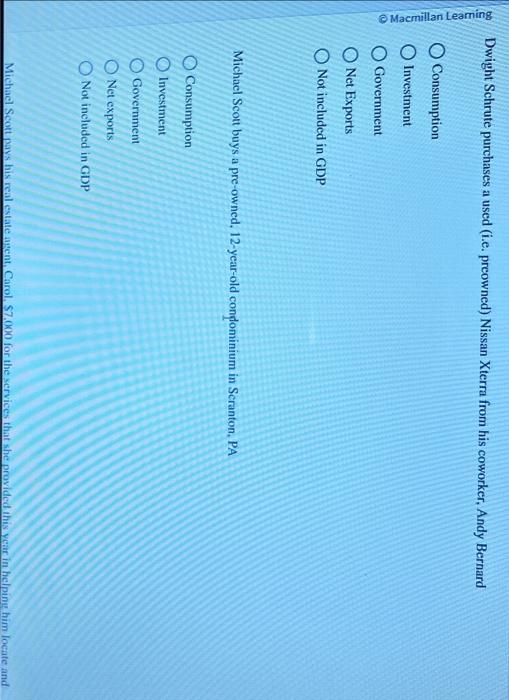 Indicate which component of the national spending | Chegg.com
