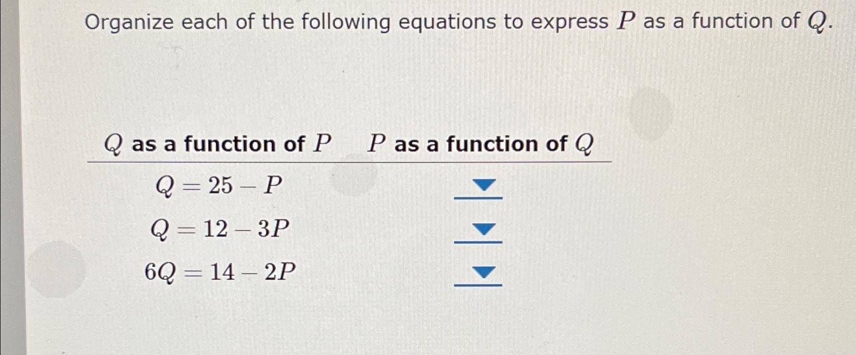 Solved Organize each of the following equations to express P | Chegg.com