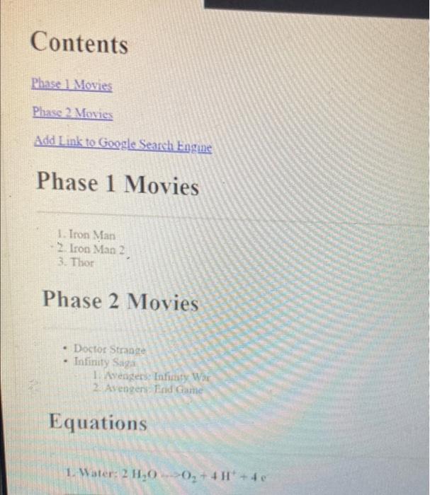Solved QUESTION 1 Create HTML page that will create the page | Chegg.com