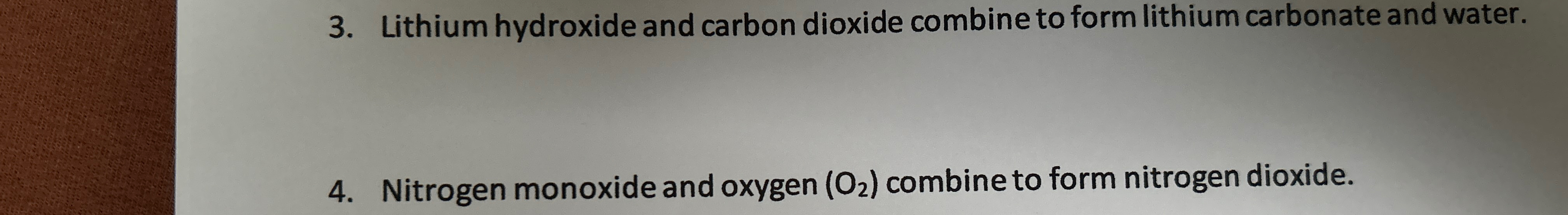 Solved Lithium hydroxide and carbon dioxide combine to form | Chegg.com