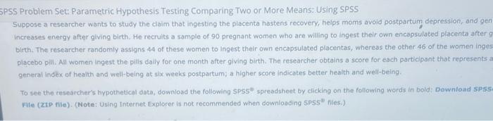 PSS Problem Set: Parametric Hypothesis Testing | Chegg.com