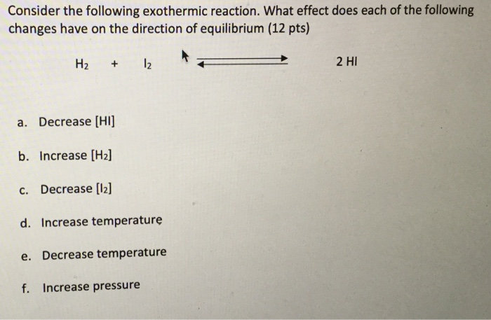 Solved Consider the following exothermic reaction. What | Chegg.com