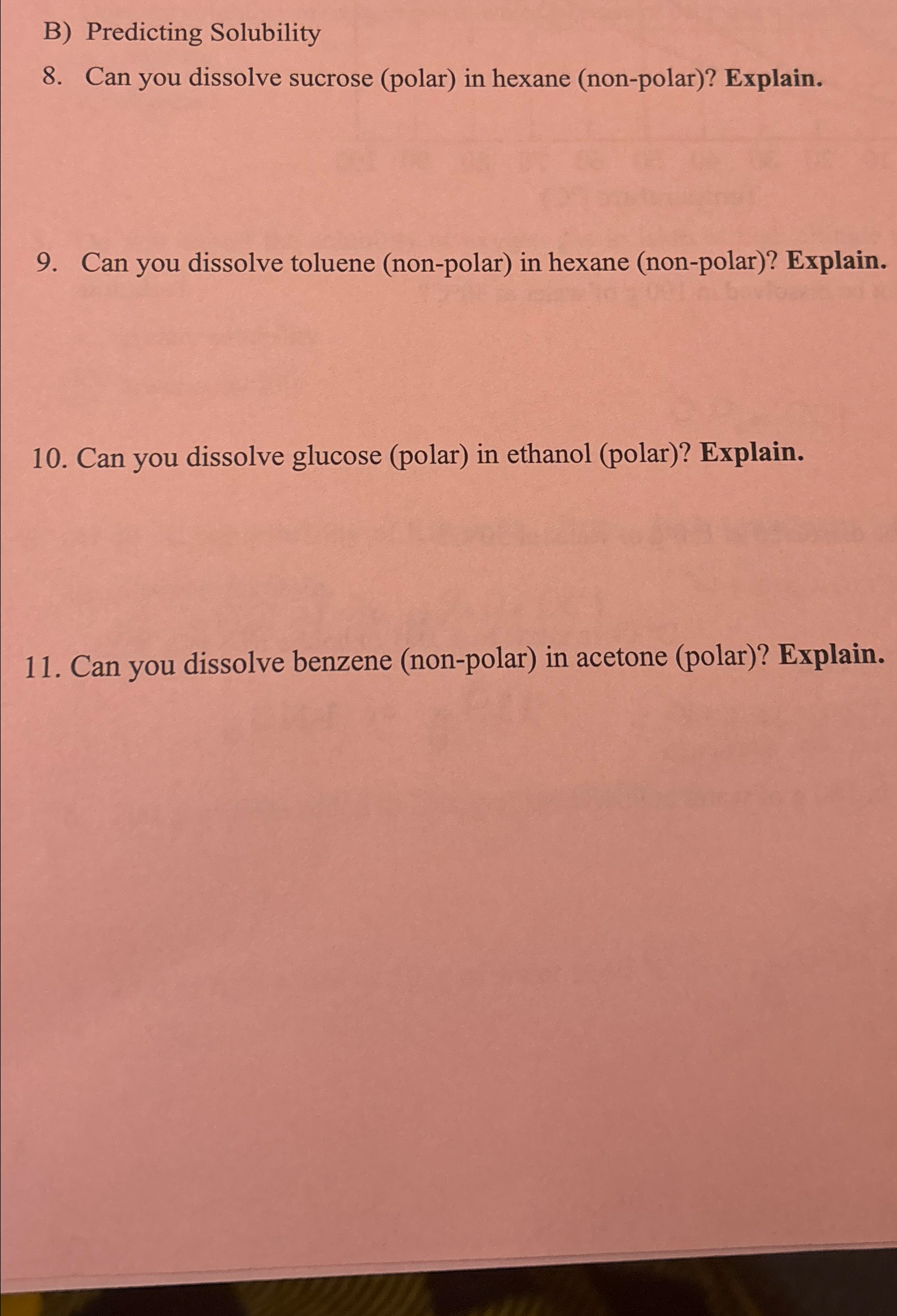 Solved B) ﻿Predicting Solubility8. ﻿Can you dissolve sucrose | Chegg.com