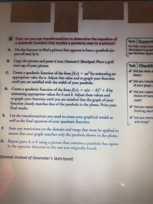 Solved E Tech Support For help using Geor Sketchpad to graph | Chegg.com