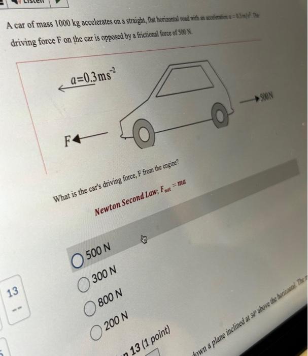 Solved driving force F on the car is opposed by a frictional | Chegg.com