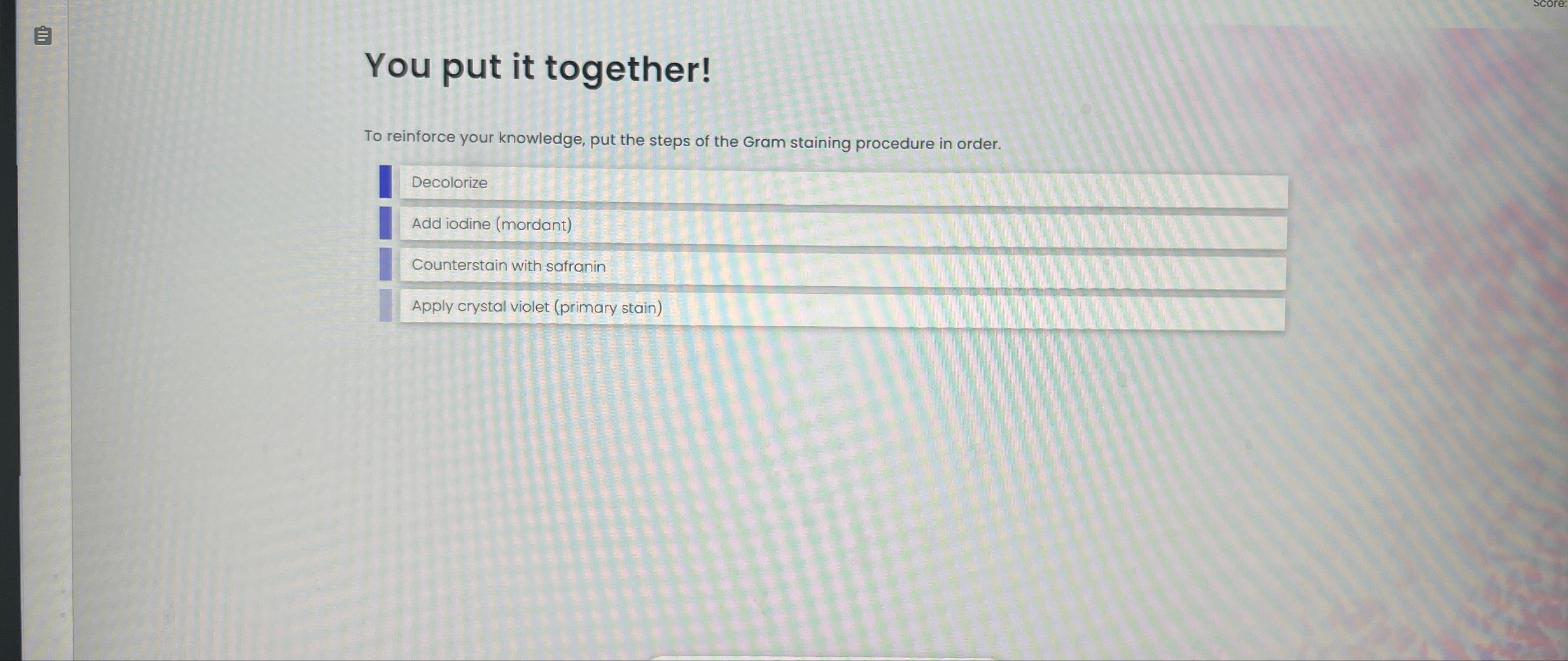 Solved You put it together!To reinforce your knowledge, put | Chegg.com